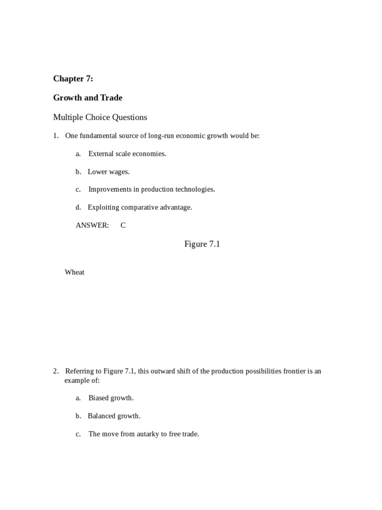 Growth and Trade: Multiple Choice Questions | PDF | Economic Growth ...