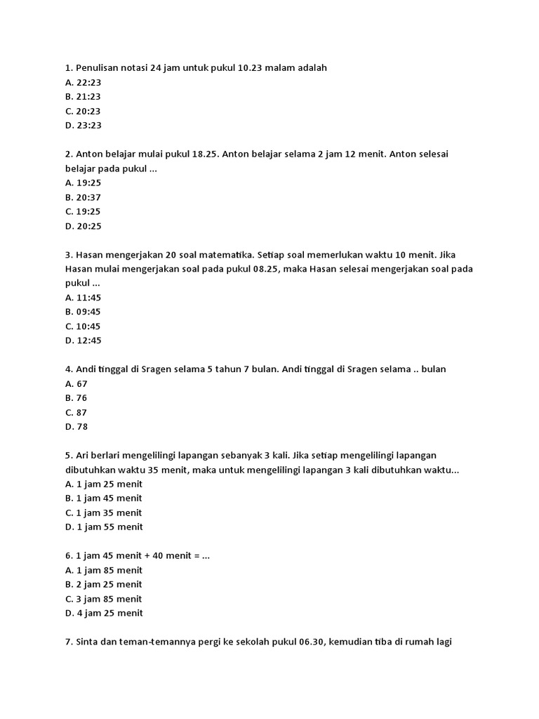 Operasi Hitung Satuan Waktu | PDF