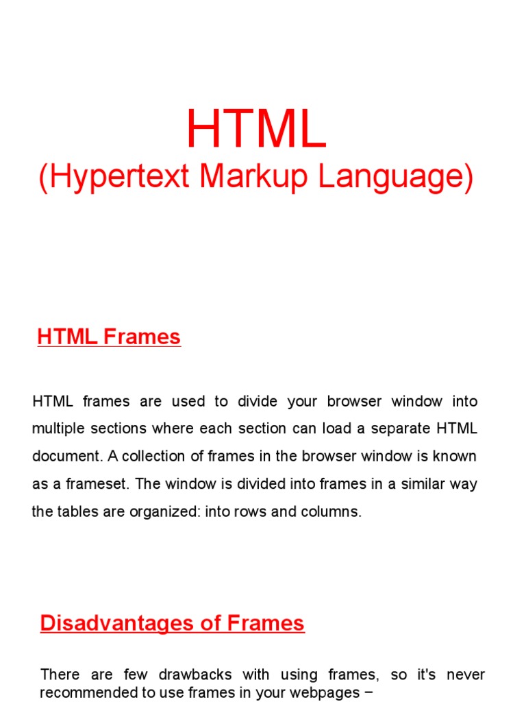 An In Depth Look At Html Frames Usage Examples And Best Practices Pdf Html Element Html