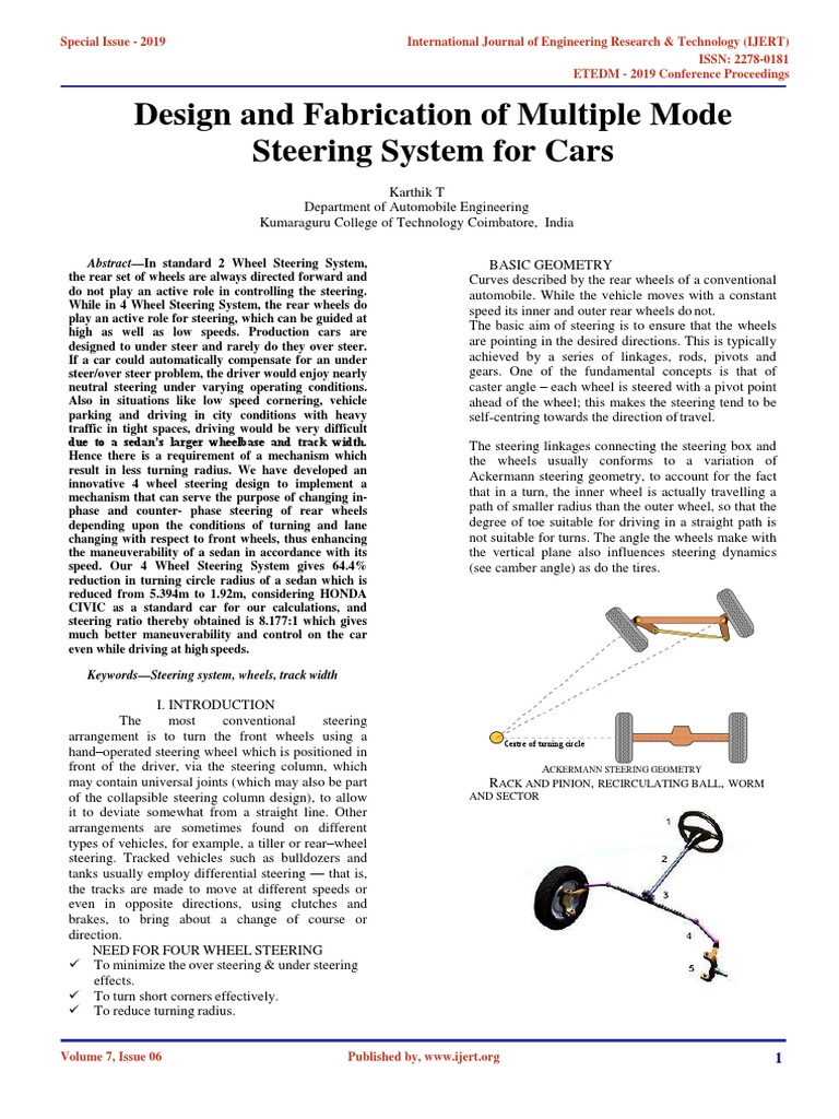 4-Wheel Steering System Design | PDF | Steering | Automotive Technologies