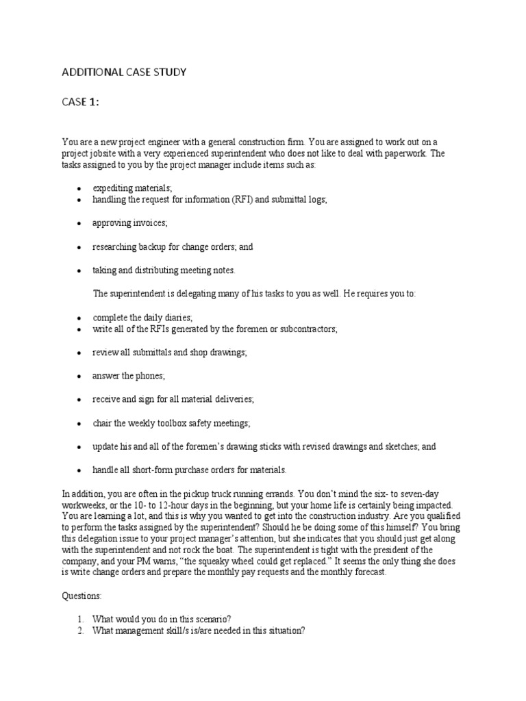 Additional Case Studies - Construction Management | PDF | Business