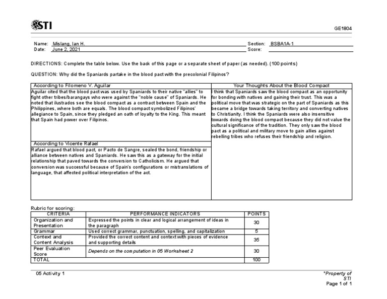 Depends On The Computation in 05 Worksheet 2: Property of STI | PDF ...