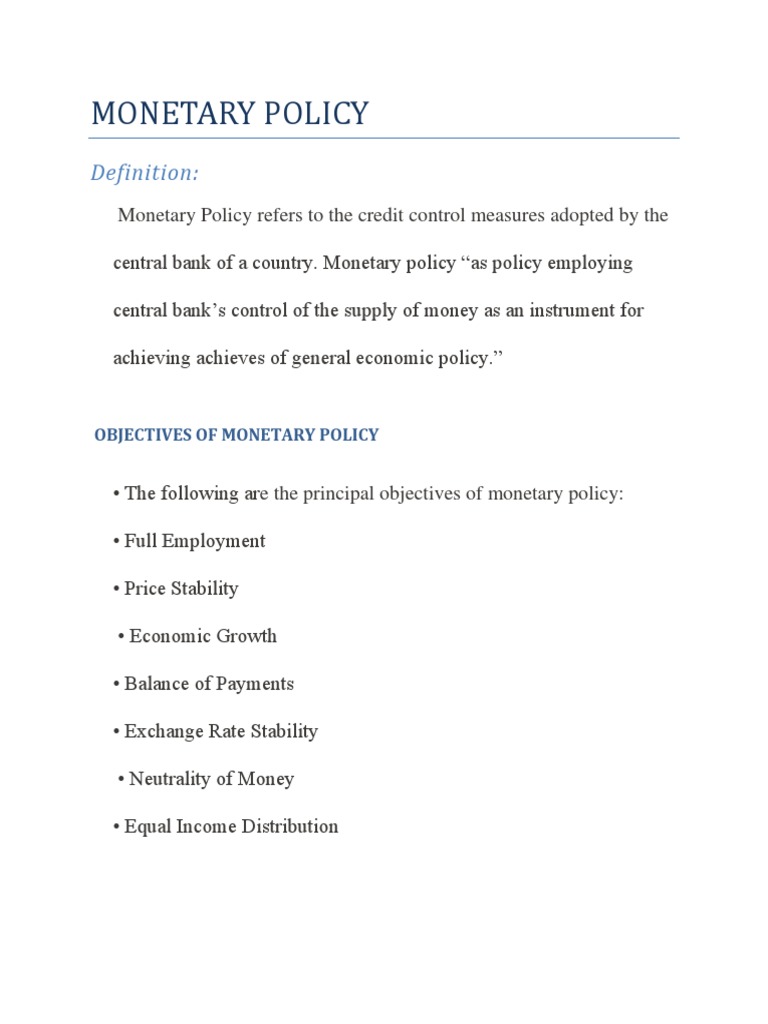 Monetary Policy | PDF | Monetary Policy | Central Banks