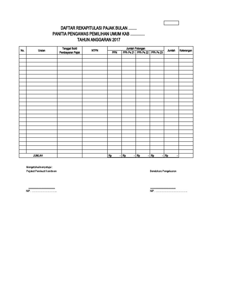 Form Rekap Pajak | PDF