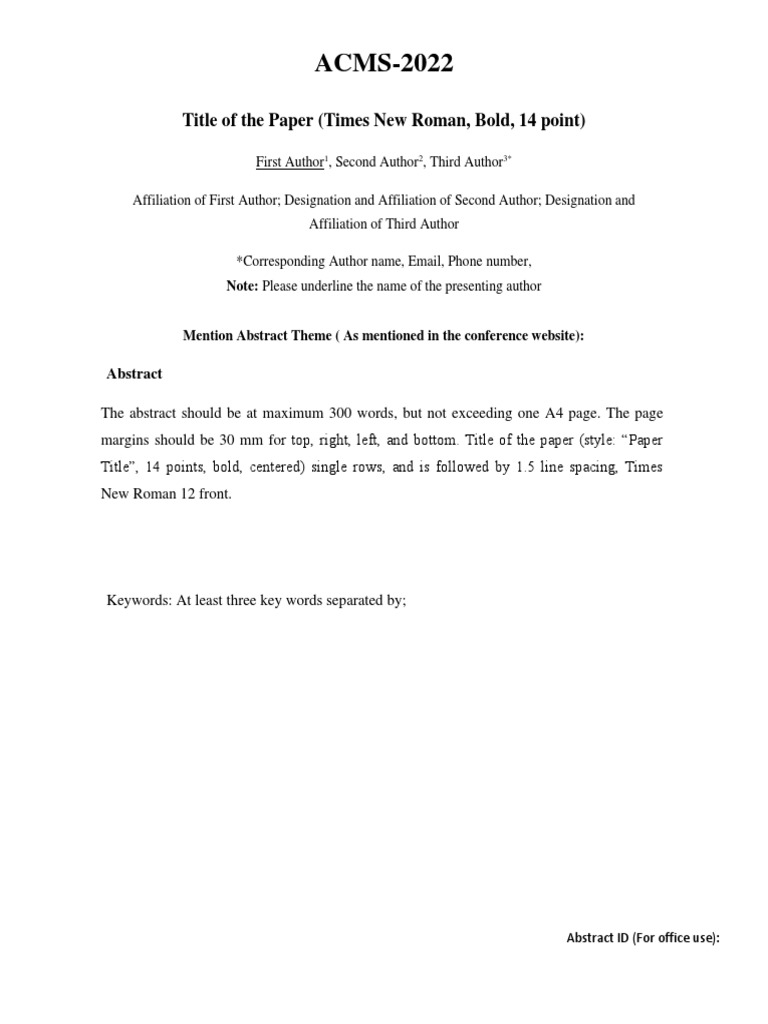 ACMS 2022 Paper Submission Guidelines | PDF
