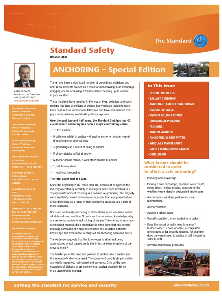 Standard Safety - Safe Anchoring Techniques | PDF | Anchor | Water ...