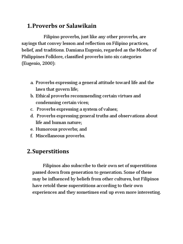 1.proverbs or Salawikain: Filipinos Also Subscribe To Their Own Set of ...