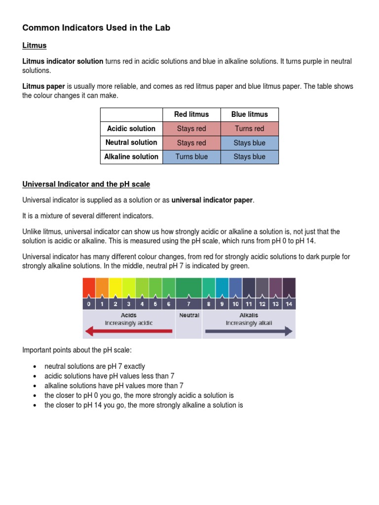 Common Laboratory Indicators Explained | PDF | Chemistry | Physical ...