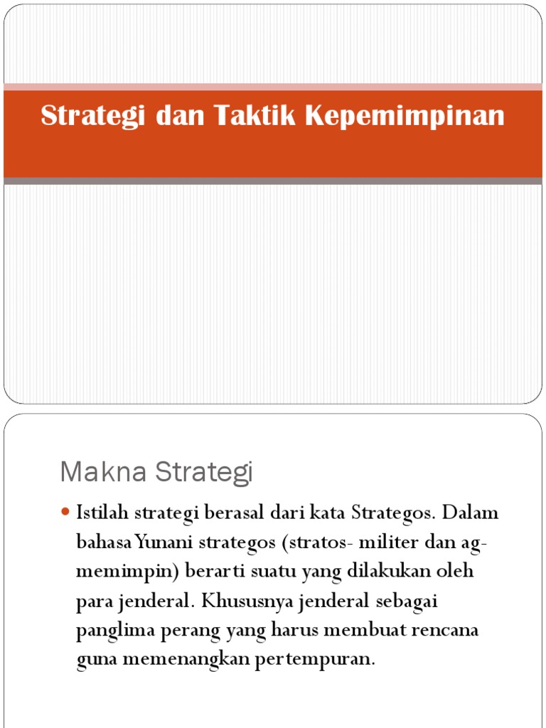 Strategi dan Taktik Kepemimpinan Efektif | PDF