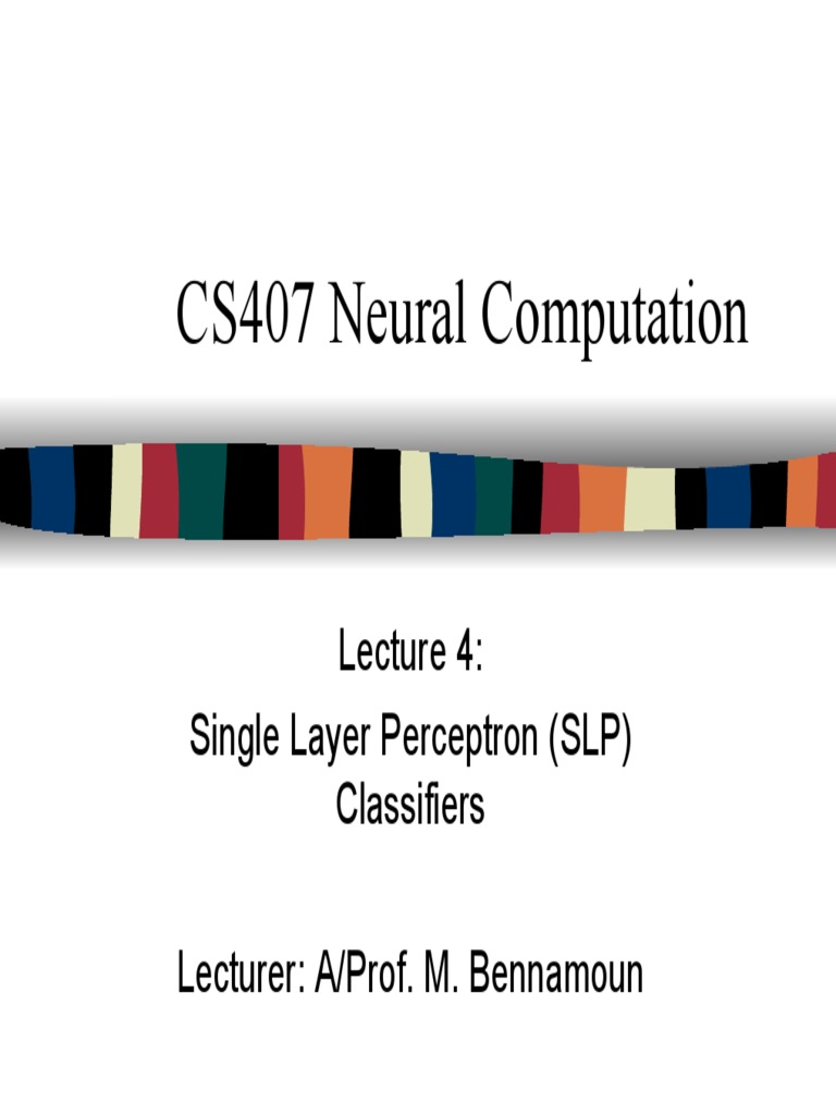 P1 Single Layer Feed Forward Networks Pdf Statistical