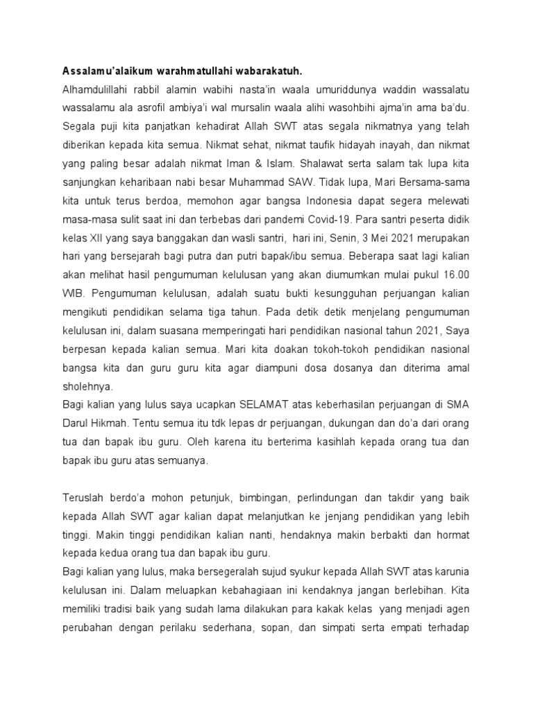 Pidato Kelulusan | PDF