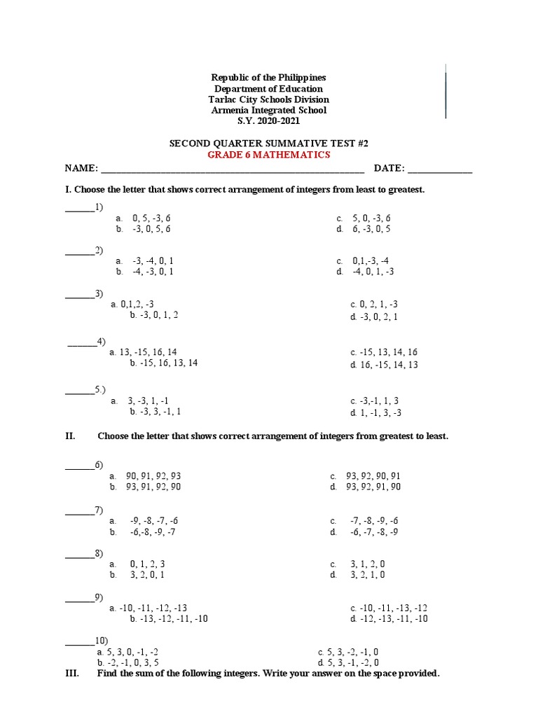 Grade 6 Mathematics | Download Free PDF | Philippines | Government