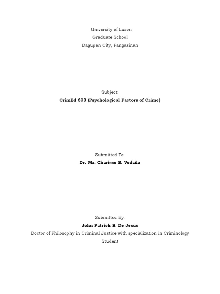 Psychological Factors in Criminal Behavior | PDF | Behaviorism ...