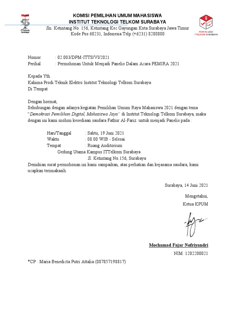 Surat Undangan Panelis TE | PDF