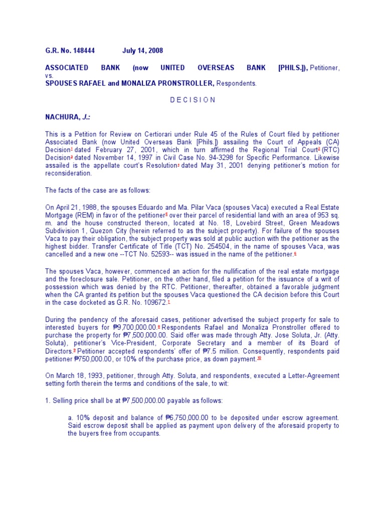 Court Decision Analyzes Dispute Over Sale of Property Between Bank and Buyers Based on Apparent ...