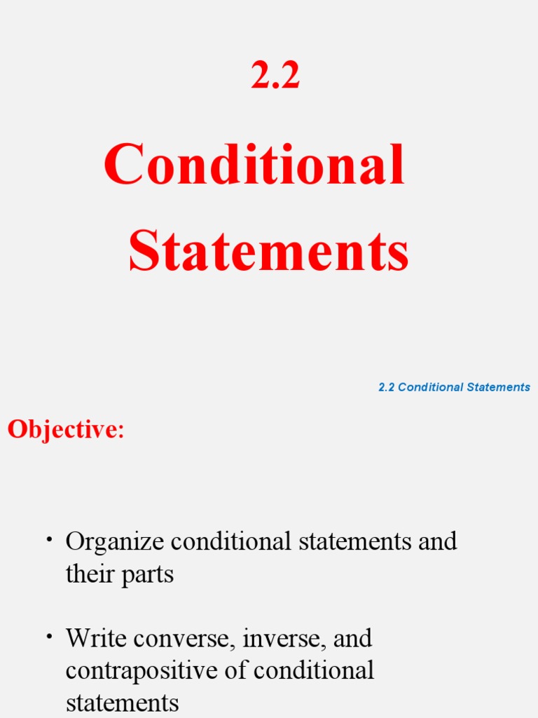 2 - 2 Conditional Statements | PDF | Logical Expressions | Mathematical ... 2 - 2 Conditional Statements | PDF | Logical Expressions | Mathematical ...