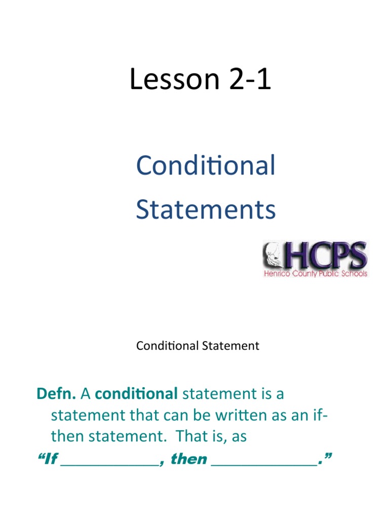 Lesson 2-1: Conditional Statements | PDF | If And Only If ...
