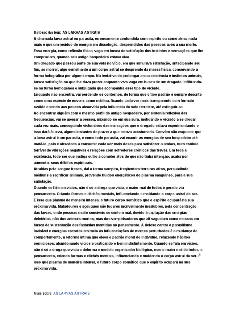 Larva Astral | PDF | Parasitismo | Natureza