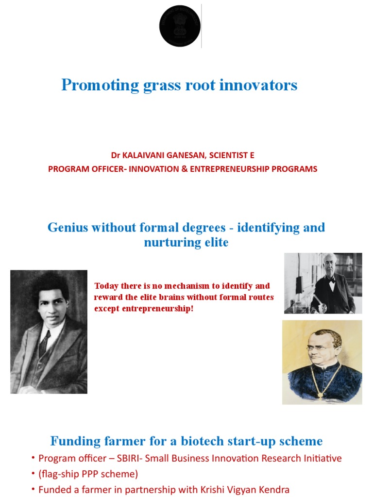 Grassroots Innovation and Entrepreneurship | PDF