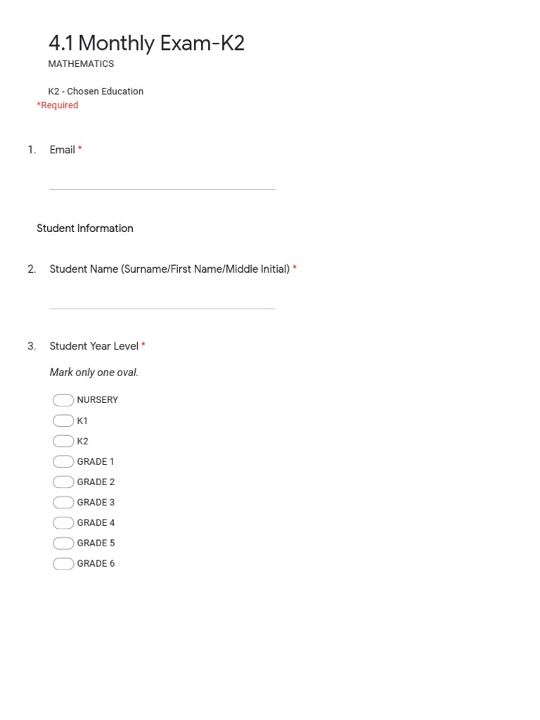 K2 Monthly Math Exam Routine | PDF | Teaching Mathematics | Science