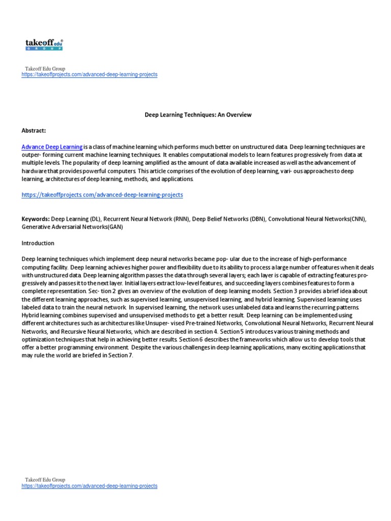 Advance Deep Learning | PDF