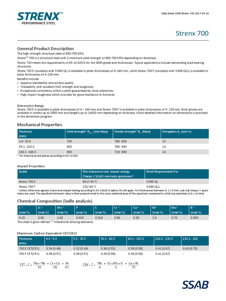 Strenx 700: General Product Description | PDF | Structural Steel ...