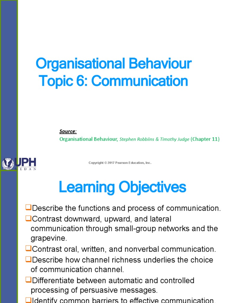 Organisational Behaviour Topic 6: Communication: Source | PDF ...