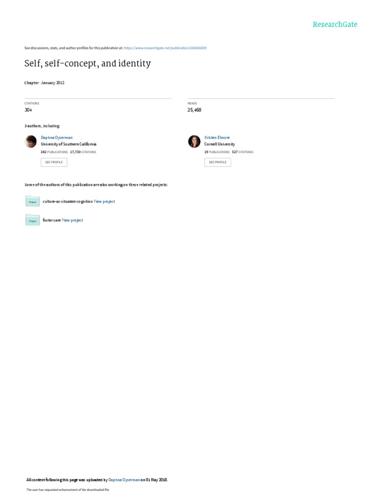 Article - The Self, Self-Concept and Identity | PDF | Identity (Social ...