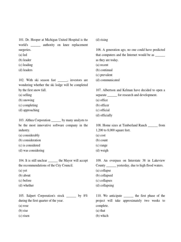 Reading Toeic Part5 | PDF | Business