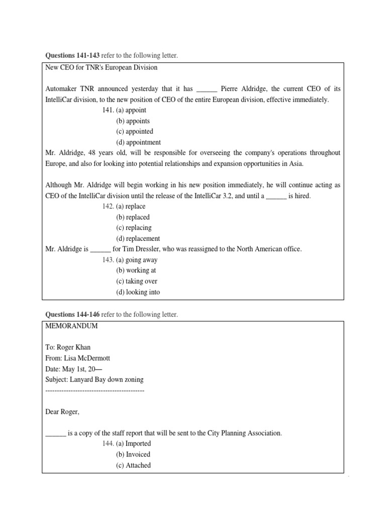 Toeic Reading Part 6 | PDF | Economies | Business