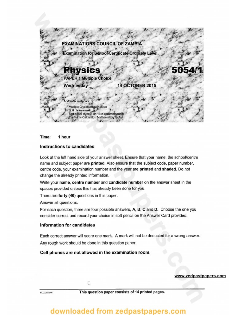 g12 Physics p1 2015 | PDF