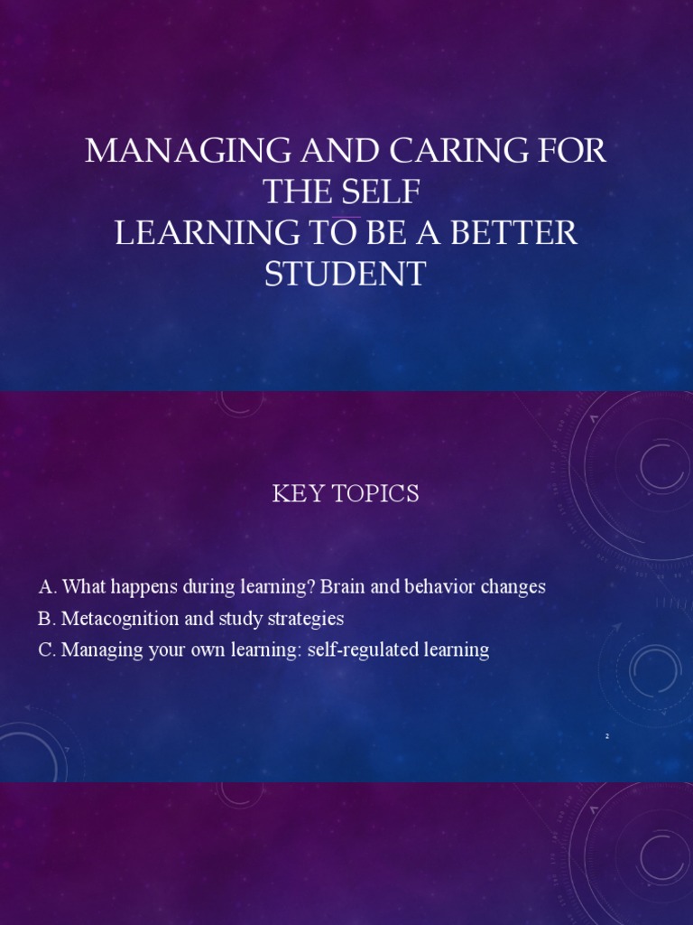 Managing and Caring For The Self Learning To Be A Better Student GROUP ...