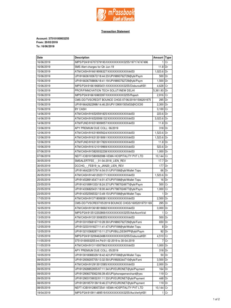 255 Bob Statement | PDF | Payments | Banking Technology