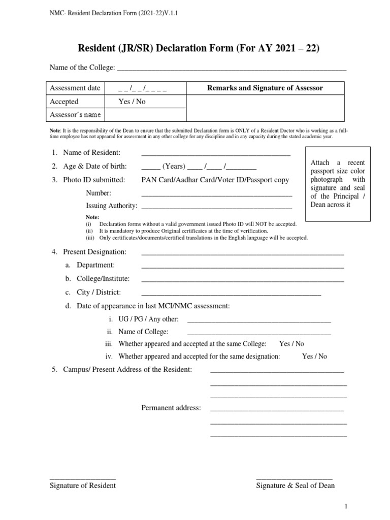 Resident Declaration Form: A Comprehensive Guide to Resident Doctor ...
