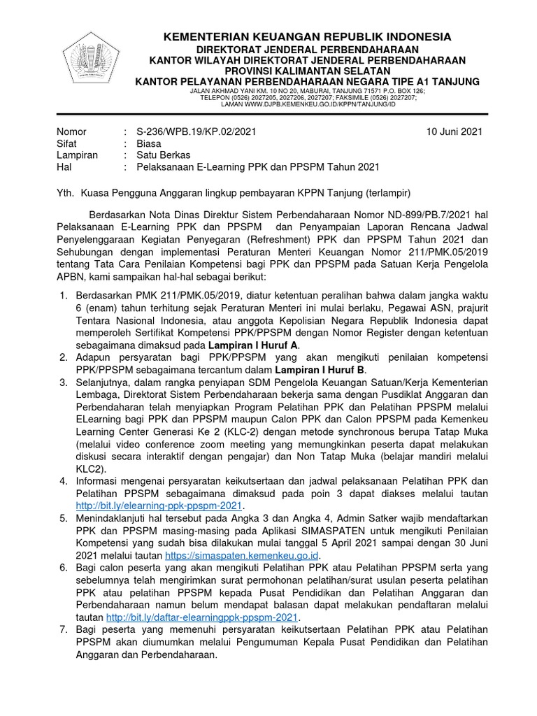 s-236 Pelaksanaan E-Learning PPK Dan PPSPM | PDF