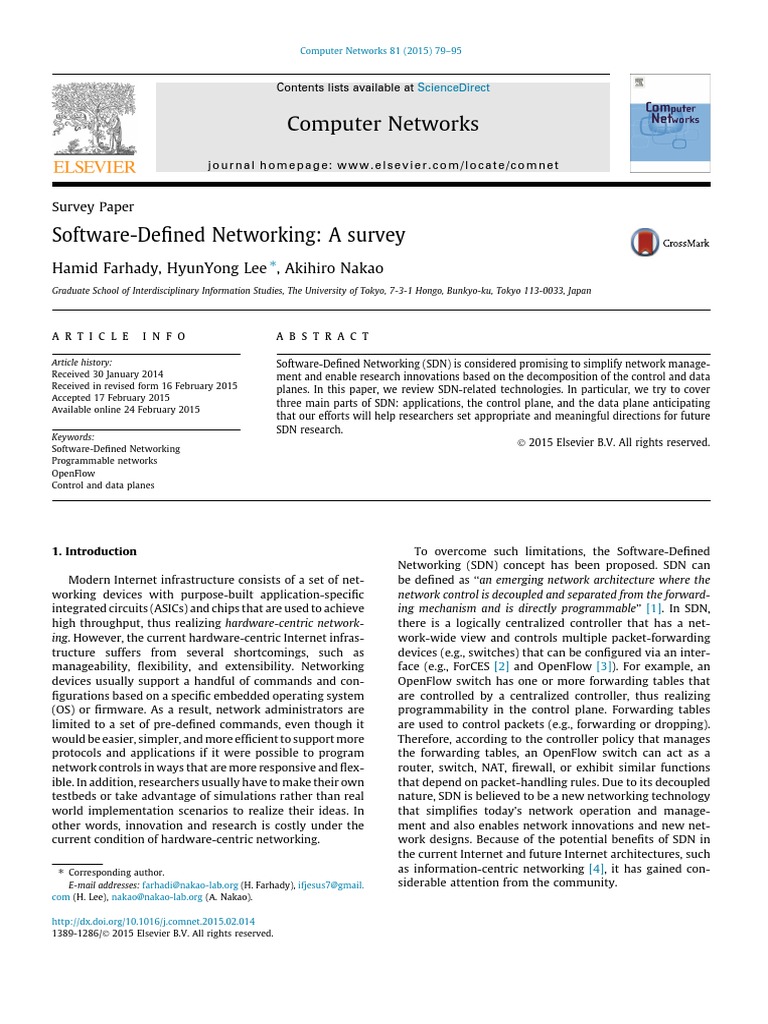 Software-Defined Networking: A Survey | PDF | Computer Network | Network Packet