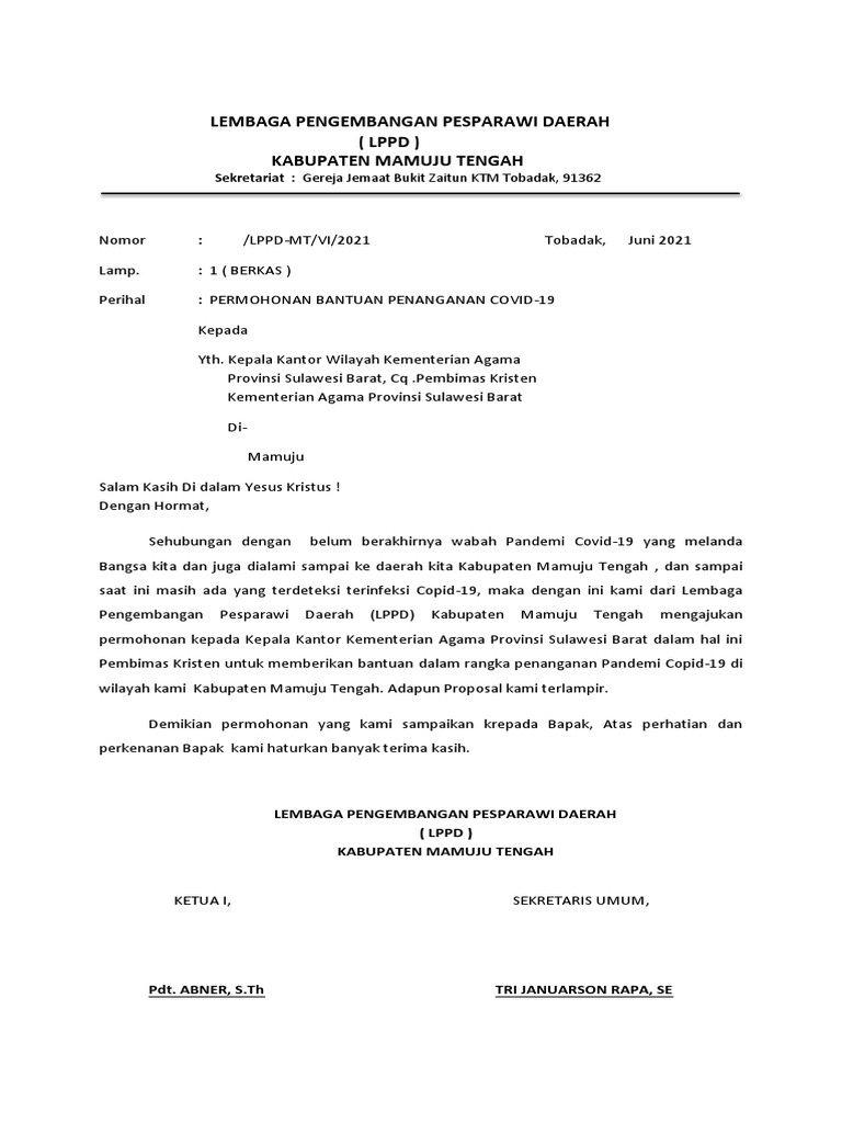 Permohonan Bantuan Penanganan COVID-19 | PDF