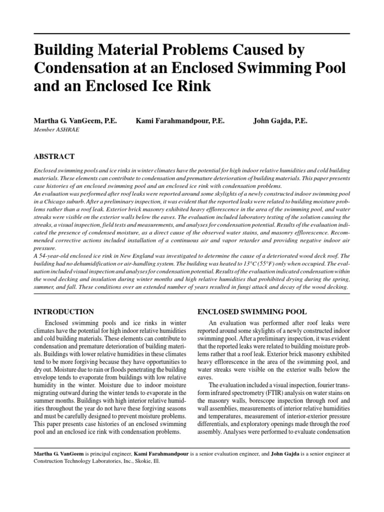 Condensation Issues in Pools & Rinks | PDF | Humidity | Relative Humidity