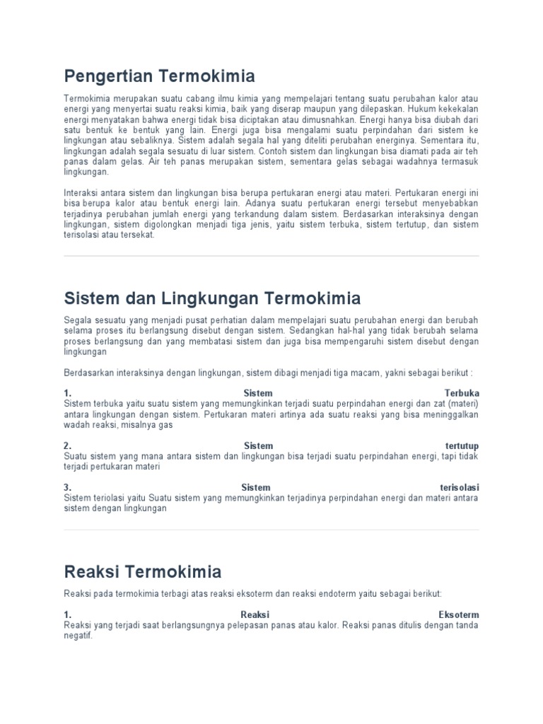 Pengertian Termokimia | PDF