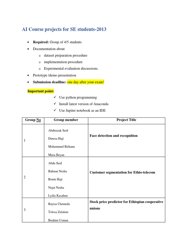 AI Projects for SE Students 2013 | PDF
