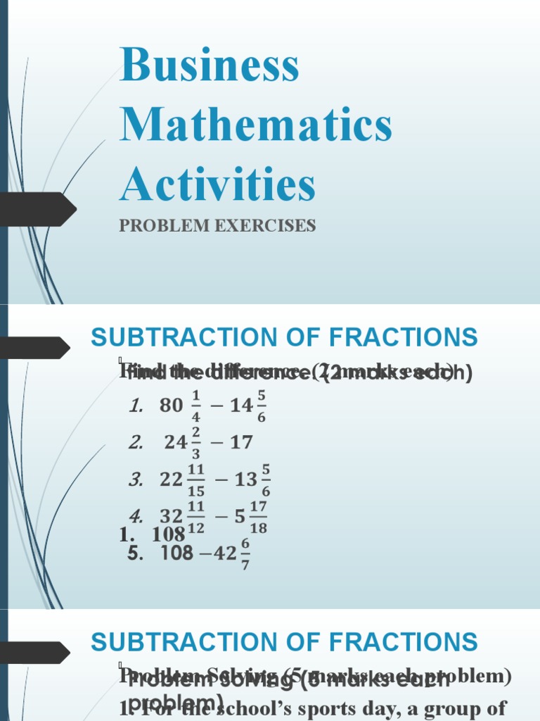 Business Mathematics Activities | PDF | Teaching Mathematics | Business