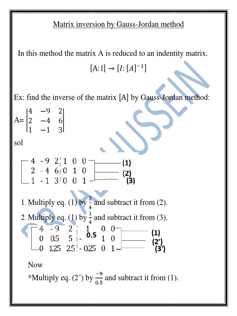 Matrix Inversion by Gauss-Jordan Method | PDF