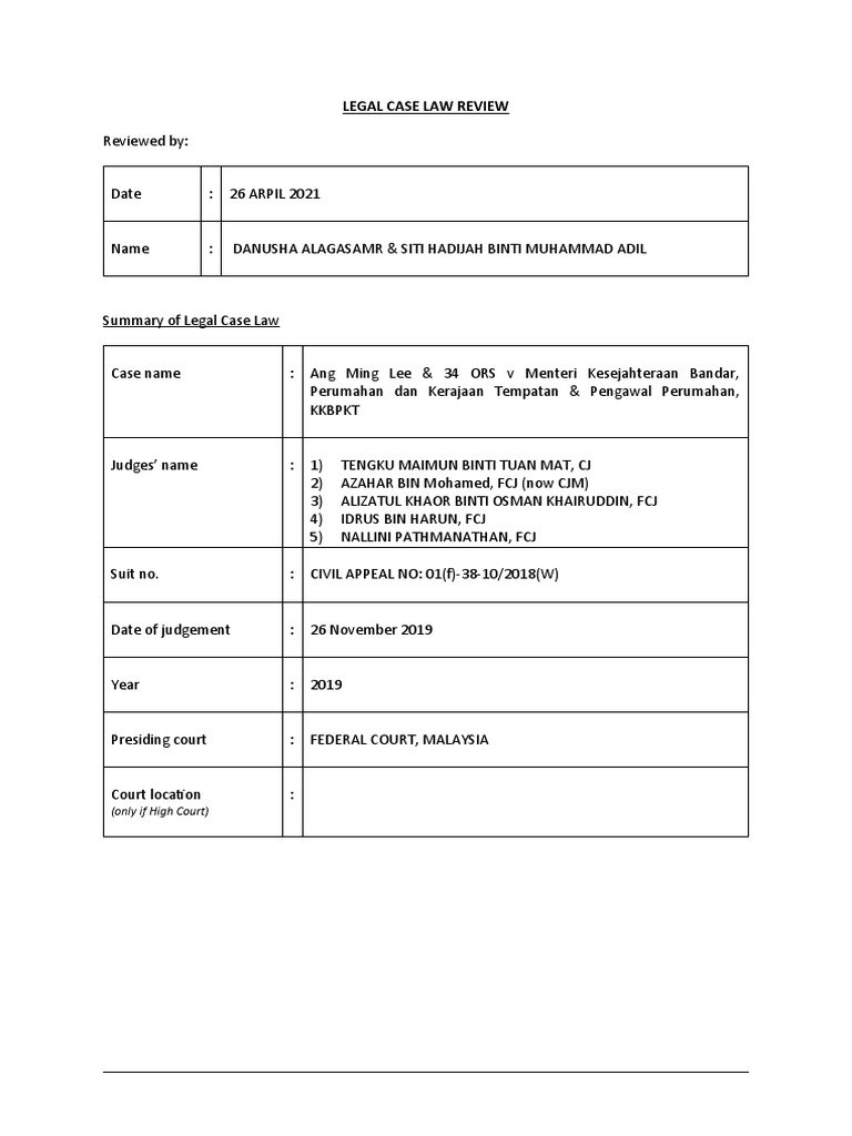CASE LAW REVIEW - Ang Ming Lee (FC) | PDF | Case Law | Courts