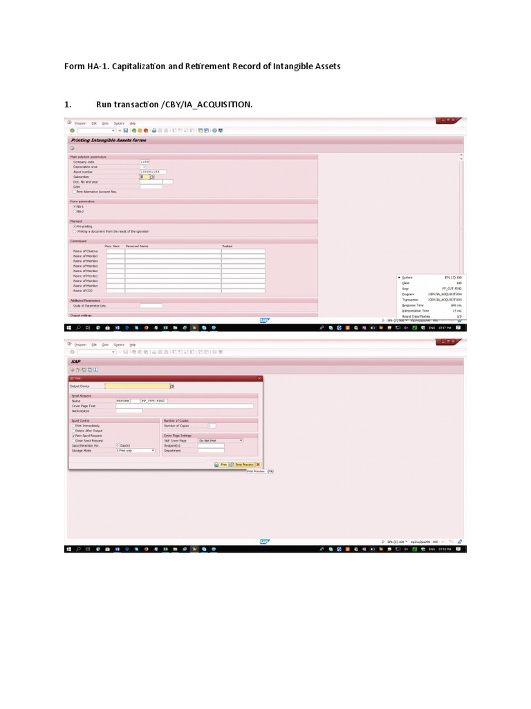 Form HA-1. Capitalization and Retirement Record of Intangible Assets | PDF