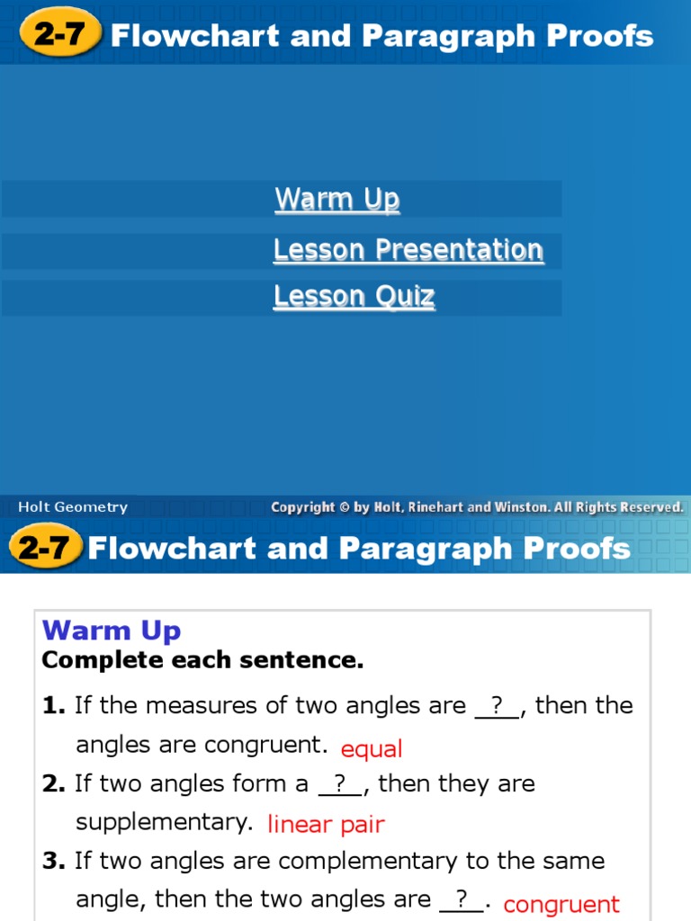 Flowchart and Paragraph Proofs in Geometry | PDF | Mathematical Proof ...