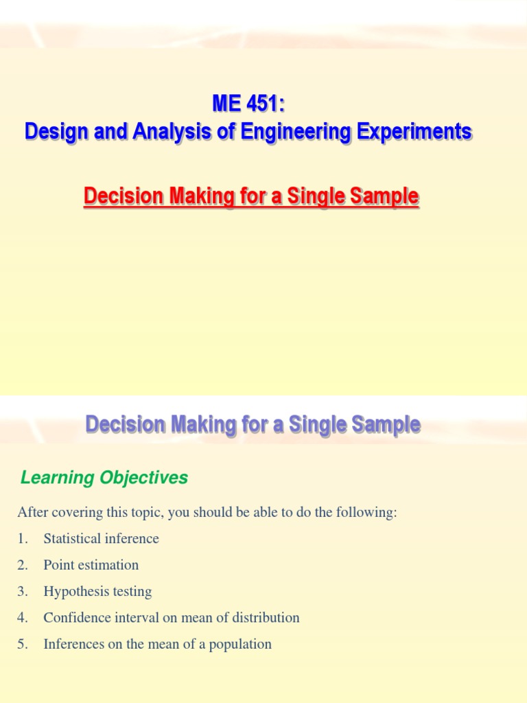 Single Sample Statistical Inference Guide | PDF | Statistical ...