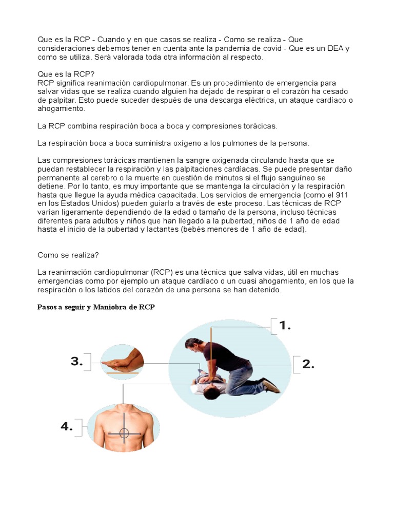 Pasos A Seguir y Maniobra de RCP | PDF | Reanimación cardiopulmonar ...