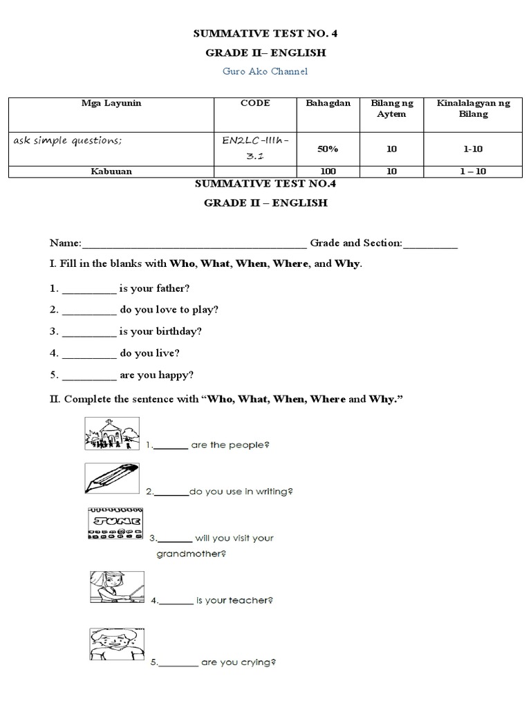 q3 ST 4 Gr.2 English With Tos | PDF