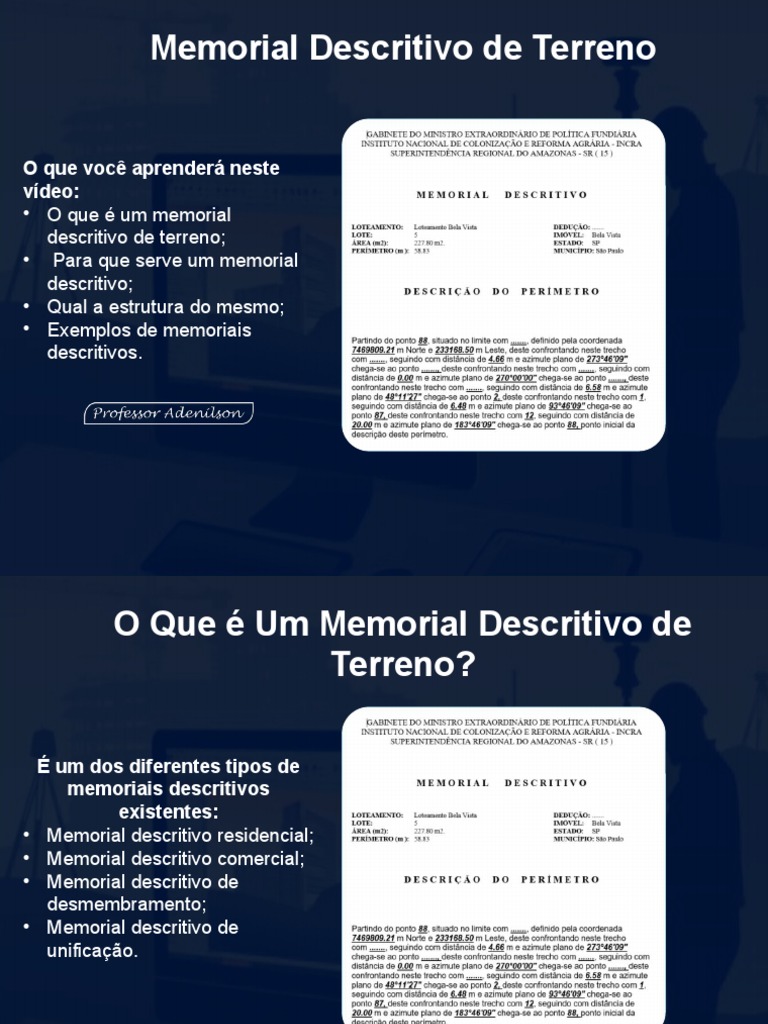O Que É e para Que Serve o Memorial Descritivo de Terreno? | PDF