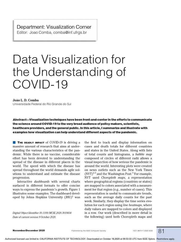 Data Visualization For The Understanding of COVID-19 | PDF ...